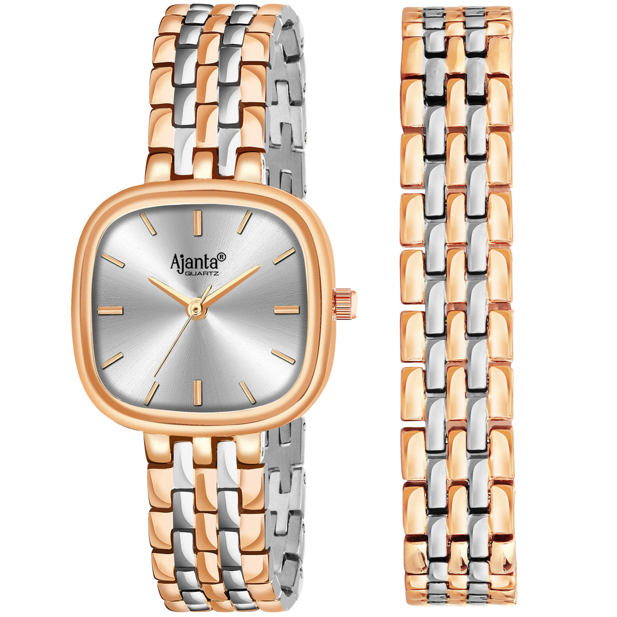Starlé Silver Dial Silver & Rose Gold-Tone Bracelet Set – Ajanta